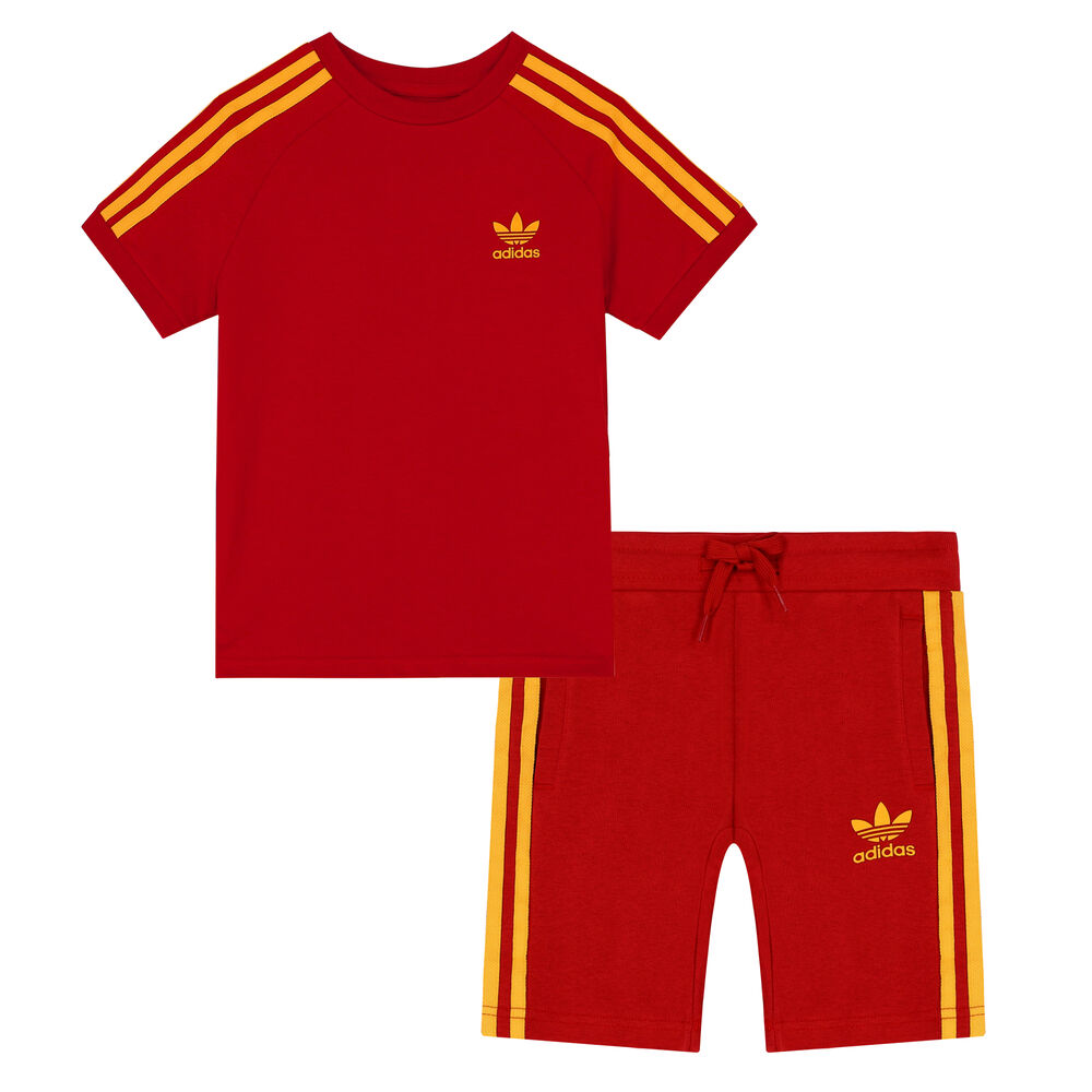 adidas Originals Red 3-Stripes Logo Shorts Set | Junior Couture QA