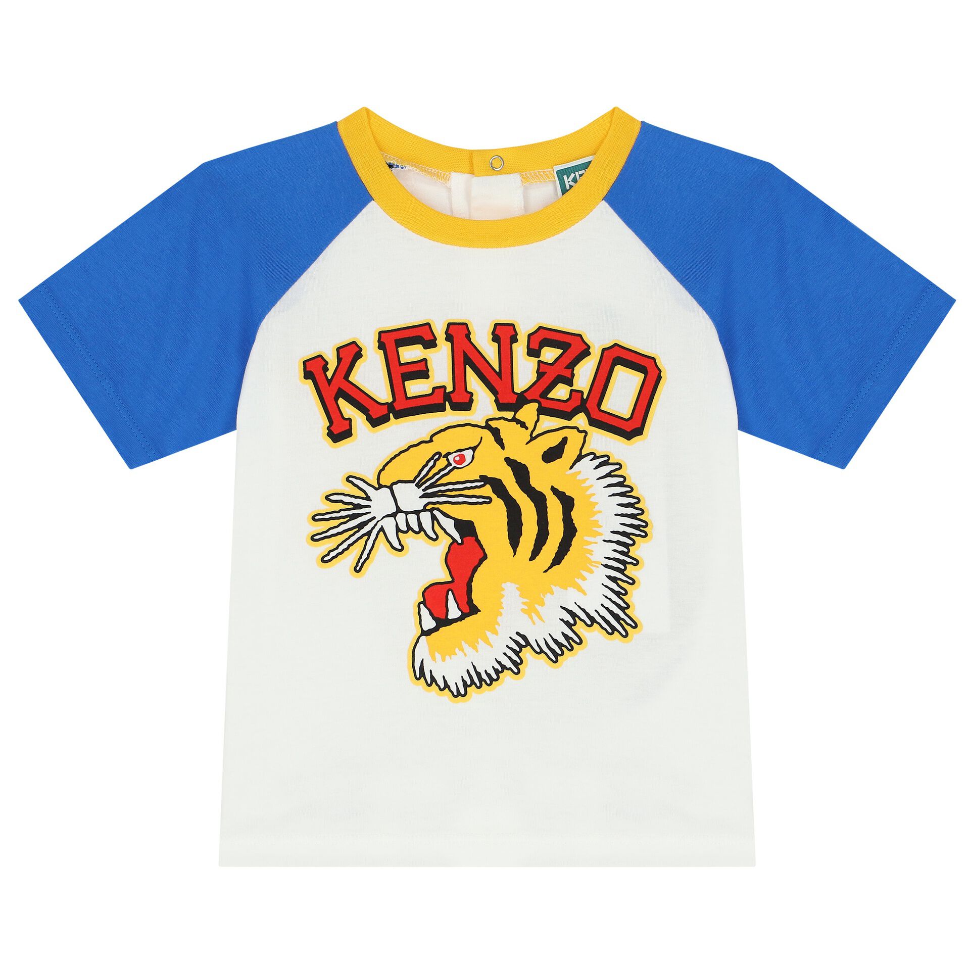 KENZO KIDS Younger Boys Ivory Varsity Tiger T Shirt Junior Couture QA